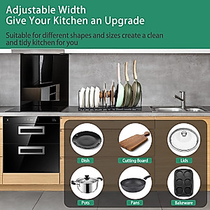 Expandable Pot and Pan Organizers for Cabinet Pot Lid Organizer Pot Rack with 10 Adjustable Dividers Pots Lid Holder Kitchen Pantry Bakeware Organizer and Storage (White)