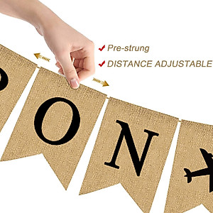 Jute Burlap Bon Voyage Banner with Airplane Retirement, Travel Theme, Cruise Party Decoration