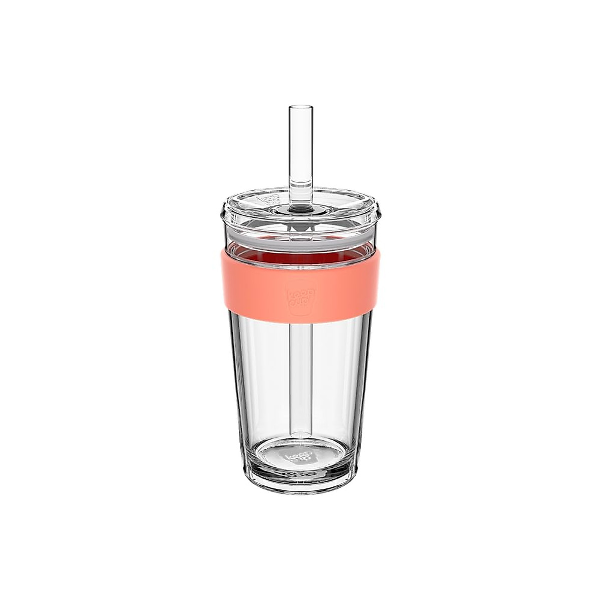 KeepCup Cold Cup - Longplay Double wall Glass Ice Coffee Tumbler with Lid and Straw - 16oz (454ml) - Californian Shrimp