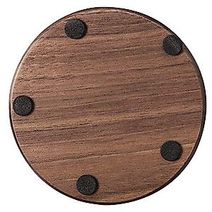 Wood Drink Coasters with Metal Holder, GOH DODD 4 Inch 8 Pieces Wooden Coasters Cup Coaster Set for Bar Kitchen Home Apartment, Walnut Wood
