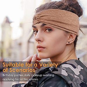 Headbands for Women 6Pcs, Cotton Like Wide Headbands for Women's Hair with Knot, Non Slip Twisted Cross Elastic Absorbent Workout Headband Sport Yoga Running Hair Headbands