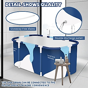 Portable Foldable Bathtub,Foldable Soaking Bathtub for Adults, Freestanding Bathtubs, Hot Bath Tub, Ice Bath, Family Bathroom SPA Tub 47.2x19.7x21.7inch (Milk)
