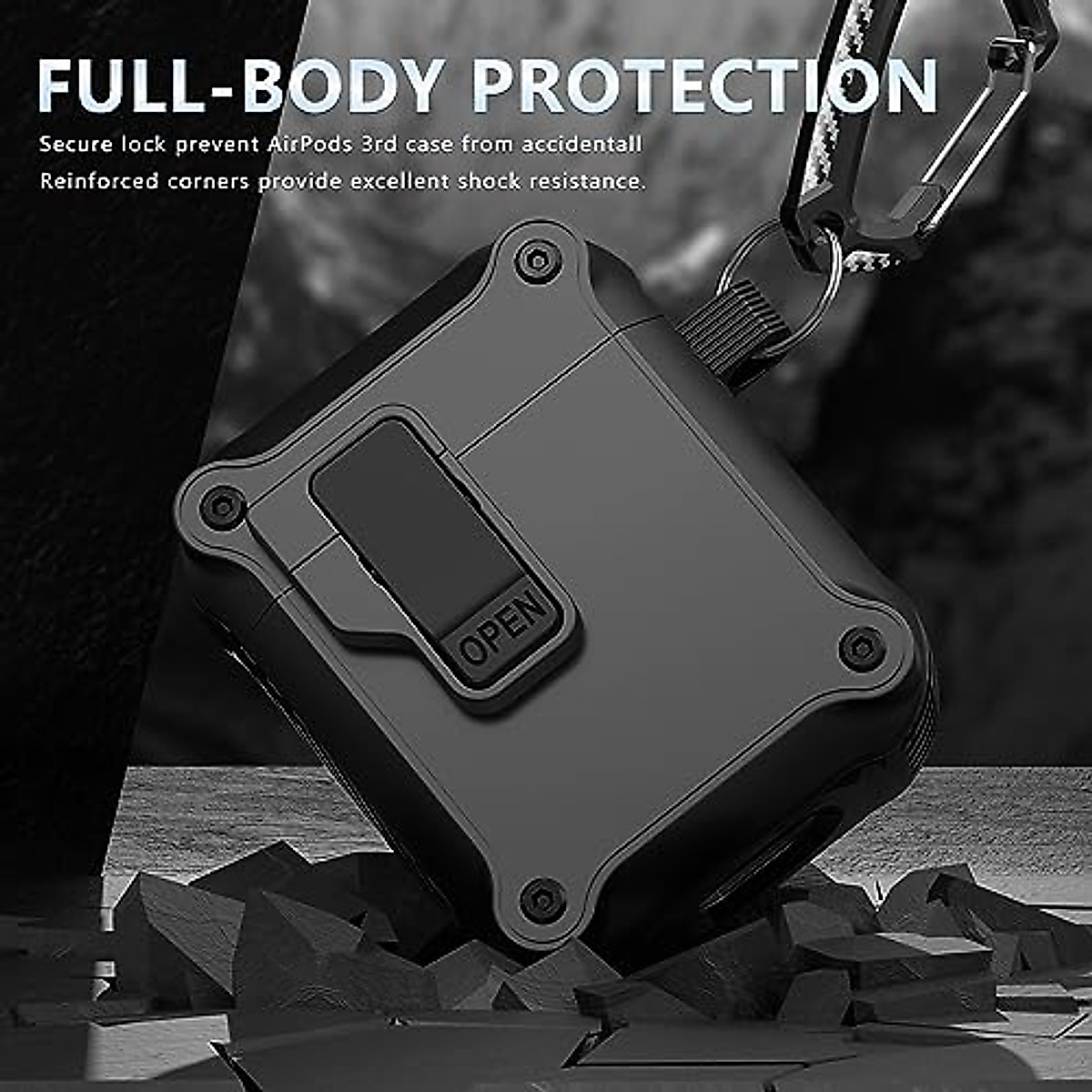 Airpods Case Cover with Cleaner kit,Automatic Snap Switch Design with Secure Lock Clip Protection for Apple Airpods 2nd/1st Generation Charging Case（Black）
