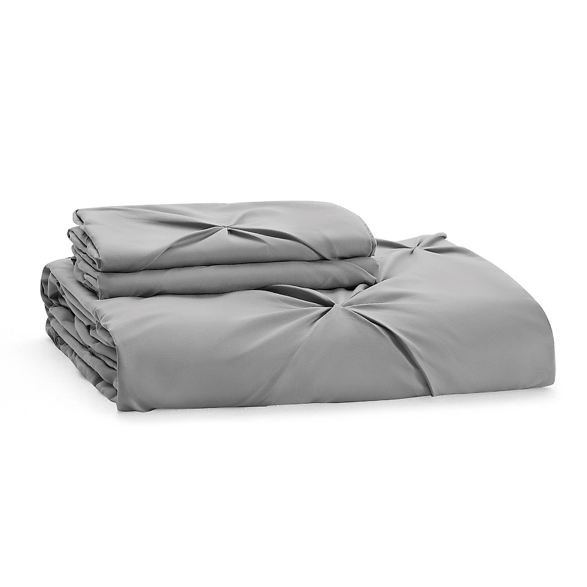Bedsure Grey Duvet Cover Queen Size - Pinch Pleated Queen Size Duvet Cover with Zipper Closure, Microfiber Pintuck Duvet Cover(Grey, Queen)