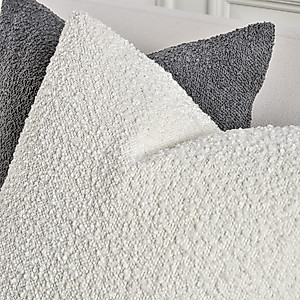 Sunkifover Textured Boucle Pillow Covers 12x20 Inches, Decorative Lumbar Pillows Cover, Neutral Pillowcase Rectangular Cushion Cover for Sofa, Couch, Bed, Bedroom, Living Room, Home Decro White.