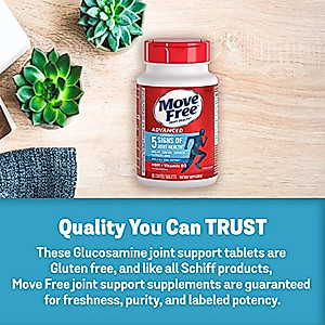 Glucosamine Chondroitin MSM & Vitamin D3 Joint Health Supplement, Move Free Advanced Joint Support Tablets For Men & Women (80cnt box), With Vitamin D3 To Support Bone & Immune Health