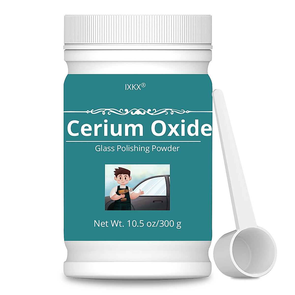 10.5oz Cerium Oxide Glass Scratch Remover, Professional Glass Polishing Compound for Windshield, Glass, TERO >99%, 3.5 Microns