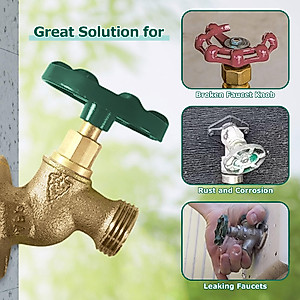 Dreyoo 2 Pack Outdoor Faucet Handles, Oval Spigot Handles Compatible with Arrowhead PK1290, 12 Point Faucet Knob for Outside Hose Bibb, Garden Valves and Frost Proof Wall Hydrants (Green)