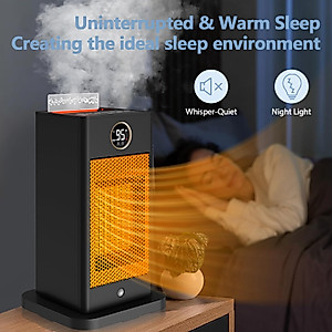 Space Heater with Humidifier, 3-in-1 Space Heaters for Indoor Use with Motion Sensor/3D Flame Effect,1500W Portable Heater for Office/Bedroom/Home/Room/Garage/Electric Heater with Thermostat/Oscillat