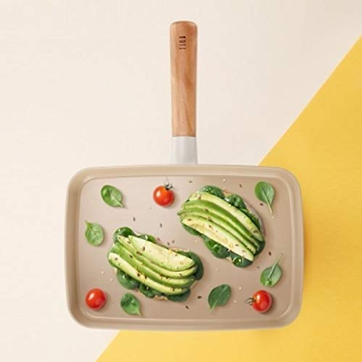 Fika NEOFLAM Brunch Pan for Stovetops and Induction | Wood Handle | Made in Korea (11.4 inches X 8 inches)