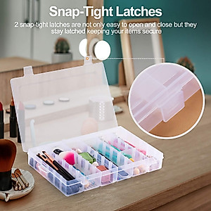 36 Grids Plastic Organizer Box with Adjustable Diviers for Beads Crafts Jewelry Fishing Tackles Earring Container Tool ((1.7In1.1In) 36Grid)