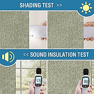 100% Blackout Faux Linen Curtains 96 inches Long Thermal Curtains for Living Room Textured Burlap Curtains with Double Face Linen Grommet Soundproof Bedroom Curtains 52 x 96 Inch, 2 Panels - Sage