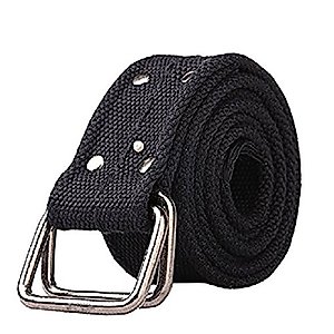 AKARMY Mens Canvas Belt, Solid Color Adjustable Strap Military Army Combat One Size Canvas Web Belt for Men/Women Casual Belt Black