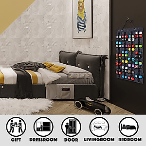 HUHYNN Display Case Compatible with 60 Hot Wheels, Hanging Organizer for Hot Wheels Matchbox Cars, Wall-Mount Display Case for Hot Wheels Fits for 60 for Hot Wheels Storage (Black-60 Slots)