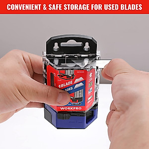 WORKPRO Premium Utility Knife Blades, TAC Diamond Coated SK2M, 50-Pack Utility Blades Replacement with Dispenser