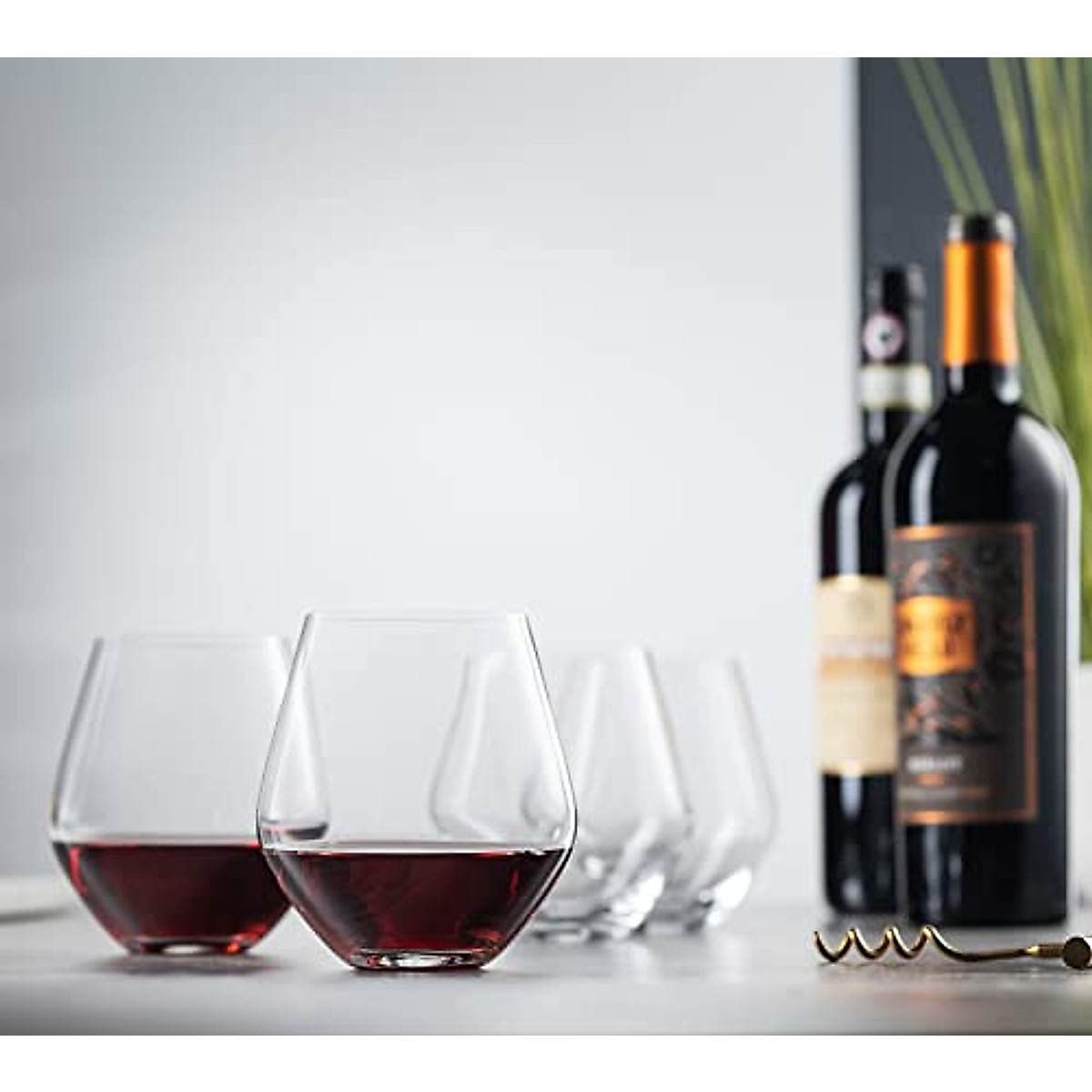 Godinger Wine Glasses, Stemless Wine Glasses, Red Wine Glasses, Drinking Glasses, European Made Stemless Wine Glass - 17oz, Set of 4