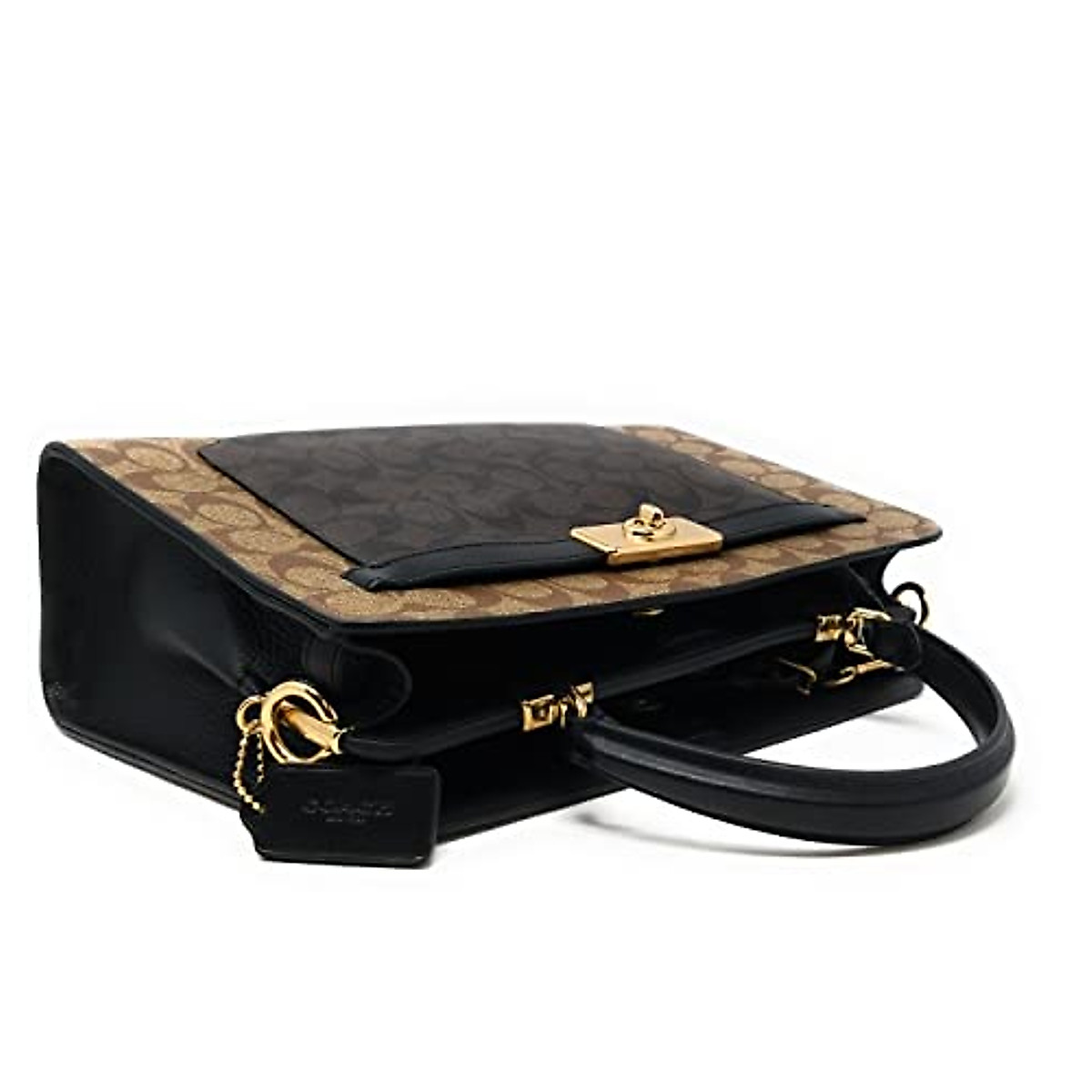 COACH Women's Lane Carryall (Blocked Signature Canvas - Khaki - Brown Multi)