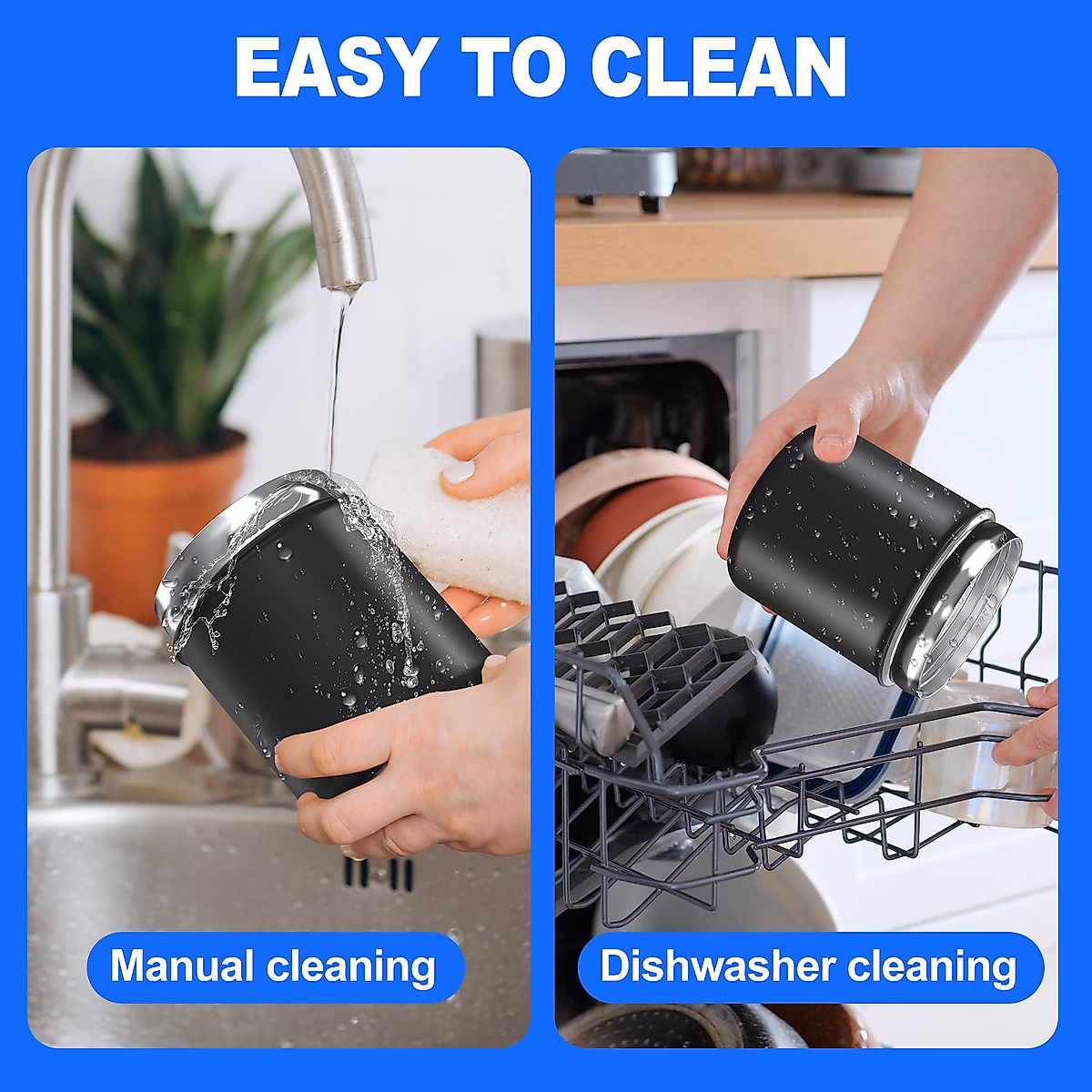 MZLMZL 15.8OZ Kids Food Soup Container Lunchbox - Adult Stainless Steel Thermo Food Jar,for Hot Cold Width Mouth with Spoon Food Hydroflask,Bottle Leak Proof Hot Food Storage Outdoor Camping (Black)