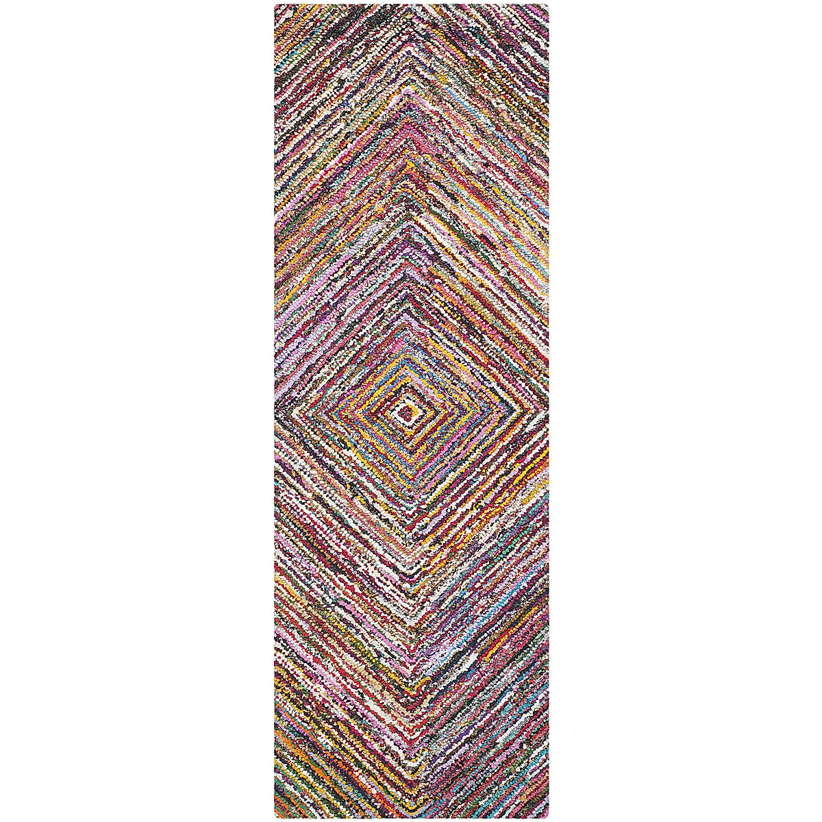 SAFAVIEH Nantucket Collection Runner Rug - 2'3" x 12', Multi, Handmade Boho Abstract Cotton, Ideal for High Traffic Areas in Living Room, Bedroom (NAN513A)