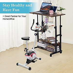 Small Standing Desk Adjustable Height, Mobile Stand Up Desk with Wheels, 32 Inch Portable Rolling Desk Small Computer Desk, Portable Laptop Desk Standing Table Sit Stand Home Office Desks Rustic