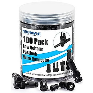 SUNVIE 100 Pack Landscape Lighting Wire Connectors 12-16 Gauge Low Voltage Landscape Lights Fastlock Wire Connector for Spotlight Garden Pathway Lights Work with Malibu Paradise Moonrays and More
