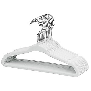 ManGotree Childrens Velvet Clothes Hangers, Baby Kids Hangers for Clothes Space Saving Non-Slip 15Pack (White)