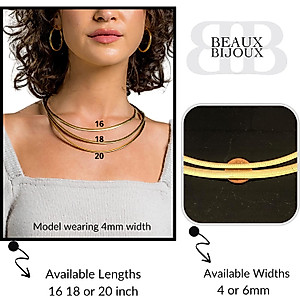 Beaux Bijoux Reversible Omega Necklace For Women - Two Tone Silver 18k Gold Omega Chain Necklace - Gold Choker Necklaces For Women - 18k Gold Necklaces For Women (18 inch 6mm - 18k Gold and Silver)