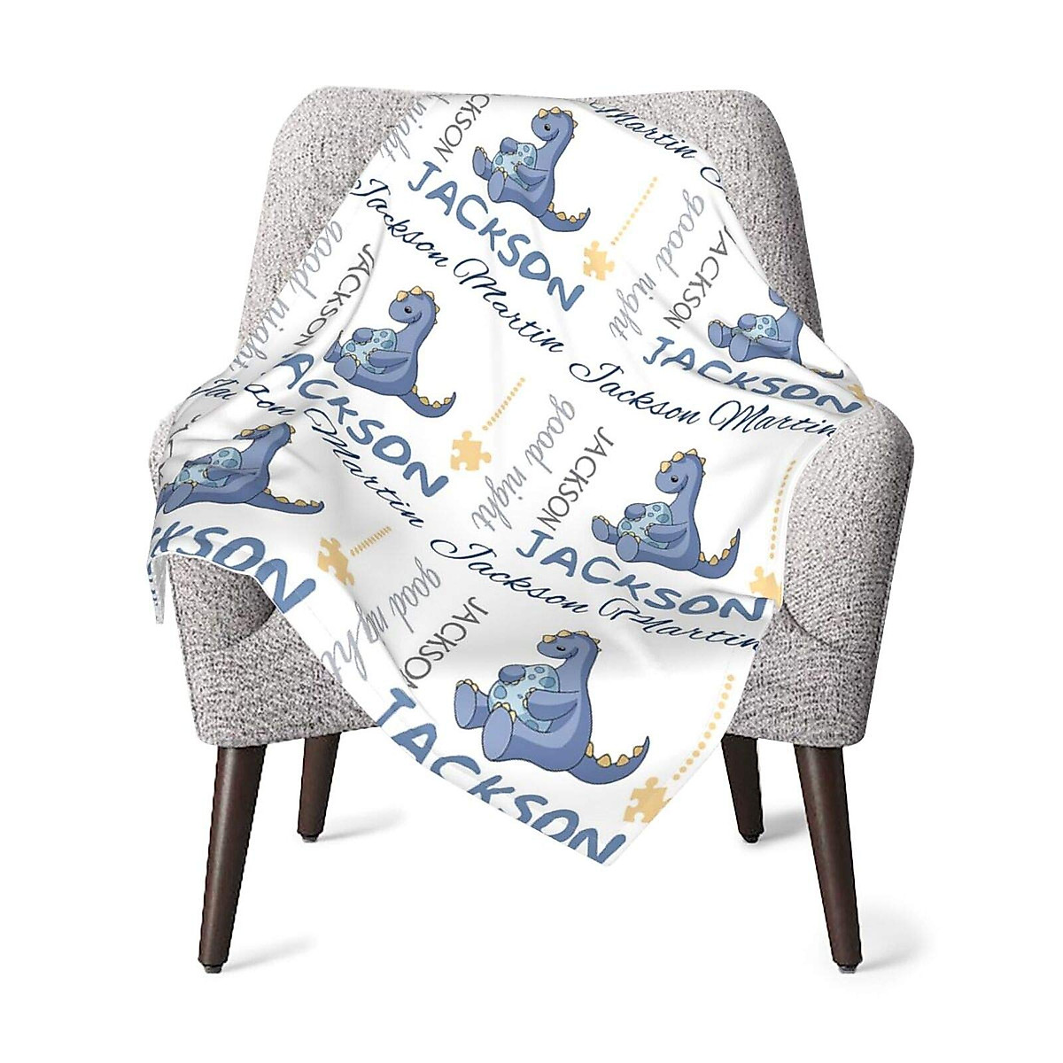 PFCNYMUA Personalized Baby Blankets for Boys with Name, Customized Dinosaur Baby Boys Blanket with Name for Baby Gifts Items 30x40 Inches