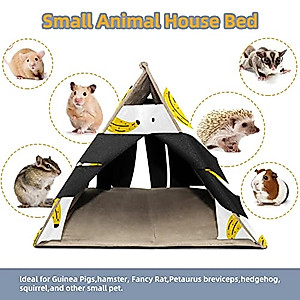 Y-DSIWX Guinea Pig House Bed, Rabbit Large Hideout, Small Animals Nest Hamster Cage Habitats Yellow Banana Pattern Summer Fruit
