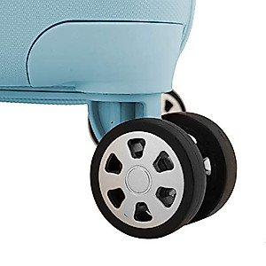 Traveler's Choice Pagosa Indestructible Hardshell Expandable Spinner Luggage, Baby Blue, Checked-Medium 26-Inch