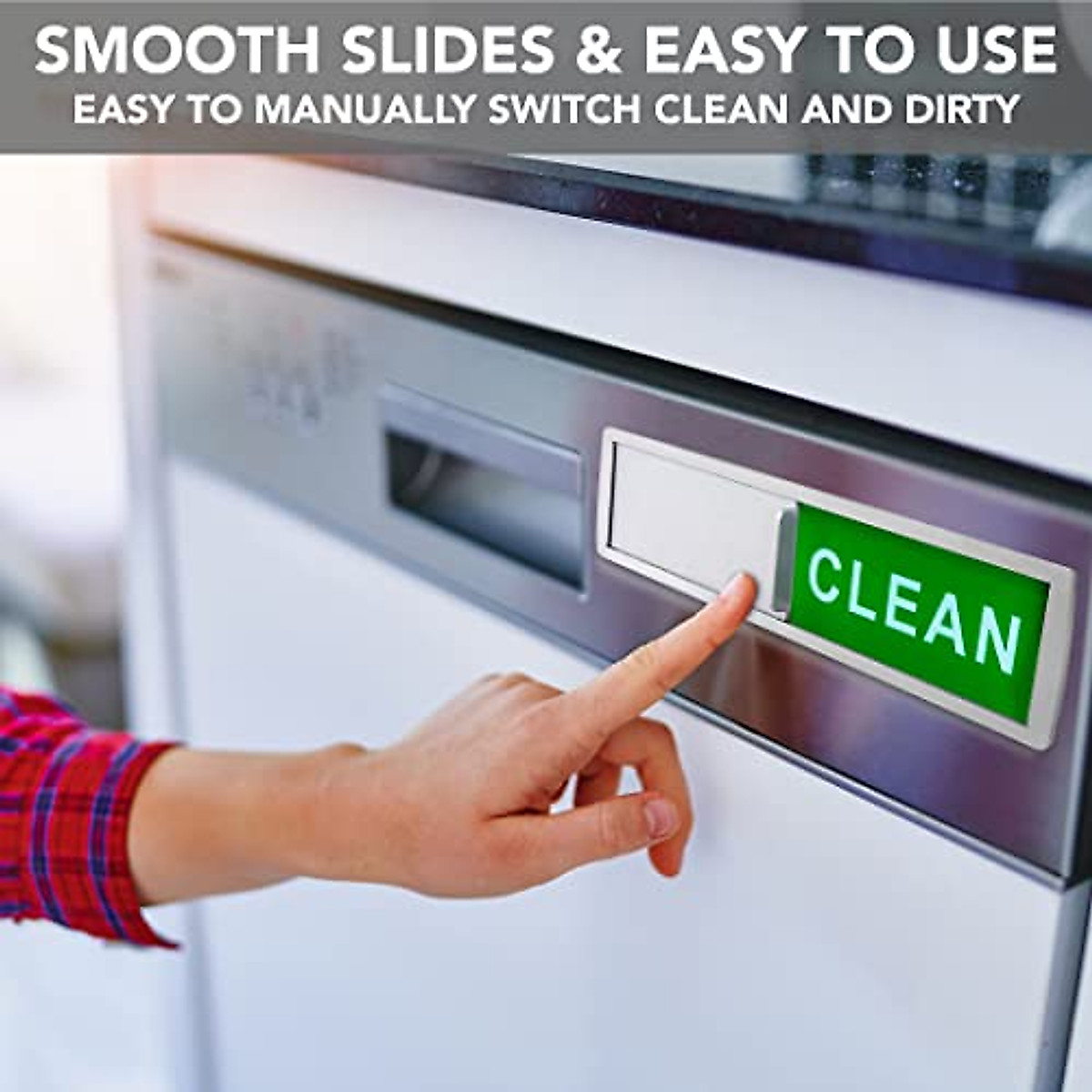 Dishwasher Magnet, Clean Dirty Sign Indicator for Dishwasher Non-Scratch Easy to Read and Strong Slide for Changing Signs, Sleek and Convenient Design, Heavy Duty Magnet with Optional Stickers