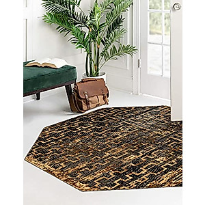 Unique Loom Saturn Collection Area Rug - Aura (Octagon 3' 3" x 3' 3", Blue/Black)