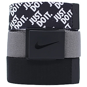 Nike Golf Men's 3-in-1 Web One-Size-Fits-Most Belts, Black/Gray/Just Do It