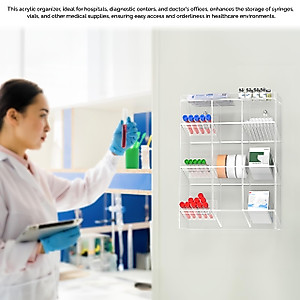 Tube Rack Clear Acrylic 9 Compartment 11.5" x 5.5" x 16" Wall Mount with Hanging Hardware or Countertop Phlebotomists Scientists Nurses Physicians Emergency Technicians by Marketing Holders