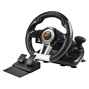PXN PC Racing Steering Wheel, V3II USB Car Driving Race Gaming Steering Wheel with Pedals for Windows PC, PS3, PS4, Nintendo Switch, Xbox One, Xbox Series X/S