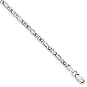 IceCarats 14K White Gold 2.5mm Figaro Link Chain Bracelet 7 inch