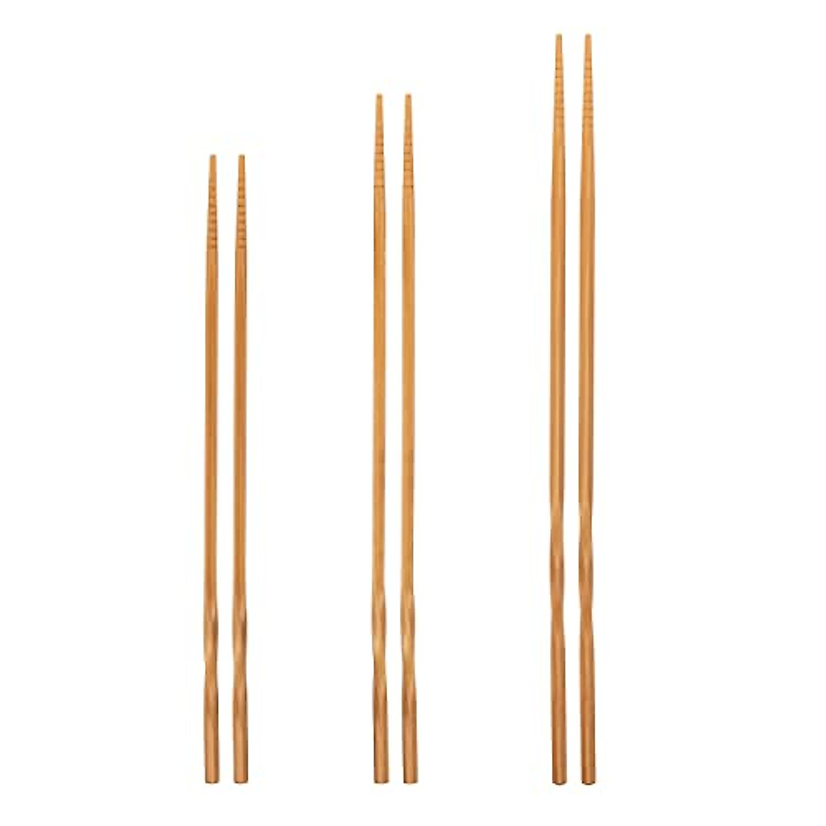 YOSUKATA Reusable Natural Wooden Long Cooking Chopsticks Set of 3 pairs: 11.8 inch, 13-inch, 14.2 inch Brown Long Wok Wooden Chopsticks Reusable