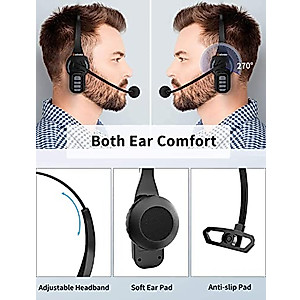 Arama Bluetooth Headset with Microphone, Trucker Bluetooth Headset with Noise Cancelling & Mute Button, Wireless On-Ear Headphones 22 Hrs Working Time, for Trucker Home Office Remote Work Zoom