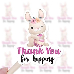 Thank You for Hopping 200 Piece Easter Bunny Stickers,Cute Business Envelopes Stickers for Handmade Goods/Small Business Packages,Easter Theme Small Shop Business Stickers for Envelopes Seals