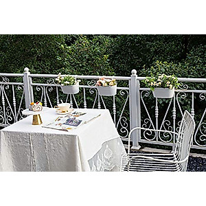 Dahey Metal Iron Hanging Flower Pots for Railing Fence Hanging Bucket Pots Countryside Style Window Flower Plant Holder with Detachable Hooks Home Decor,White,3 Pcs