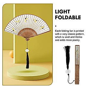 RAZZUM Large Wall Decor Retro Style Silk Fan Folderable Fan Chinese Style Fan Wall Decoration Costume Collocation Fan