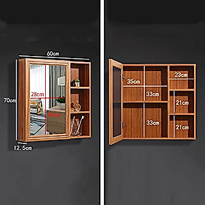 ZAYEN Bathroom Mirror Cabinet, Bathroom Mirror Cabinet Toilet Wall-Mounted Storage Cabinet with 3 Tier Shelves Shelf Metal Vanity Mirror Box Cabinet