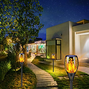 TomCare 8 Pack Solar Lights Outdoor Flickering Flames Solar Torch Lights Decorative Solar Garden Lights Solar Powered Waterproof Christmas Decorations Outdoor Lighting for Garden Patio Yard Landscape