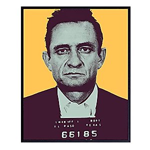 Johnny Cash Folsom Prison Mugshot Poster - 8x10 Andy Warhol Pop Art Wall Art Sign - Cool Unique Modern Home Decor for Living Room, Bedroom, Office - Gift for Country Music, Nashville Fans, Men, Women