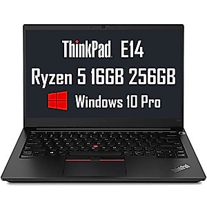 Lenovo ThinkPad E14 Gen 2 14" FHD IPS (16GB RAM, 256GB SSD, AMD 6-Core Ryzen 5-4500U(Beat i7-1165G7)) Business Laptop, Long Battery, Anti-glare, Type-C (DP and Charge), Webcam, Win 10 / 11 Pro
