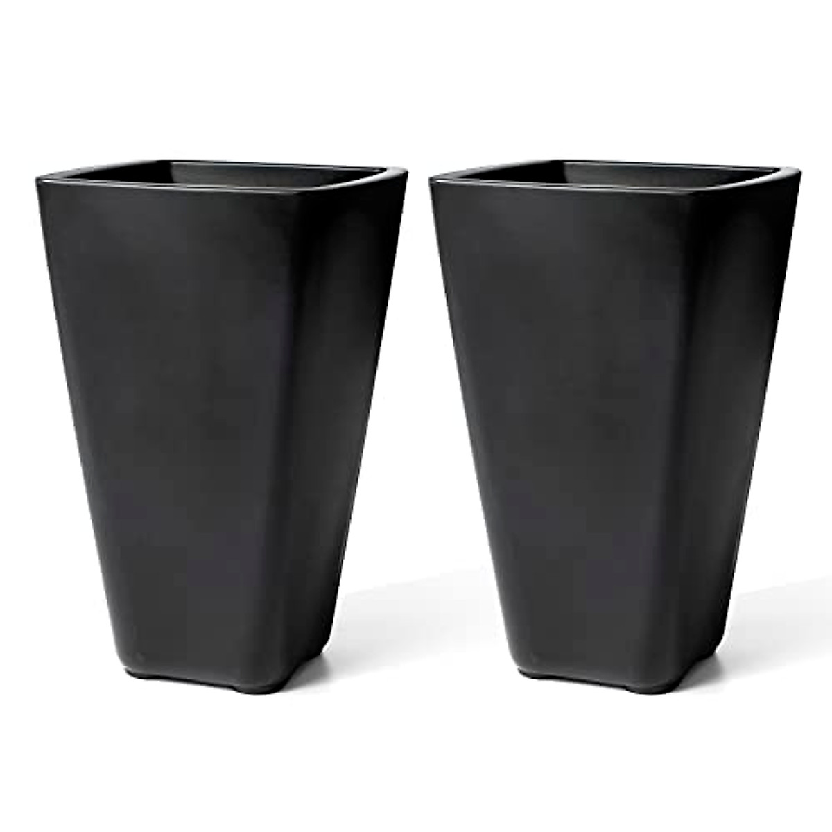 Step2 Bridgeview Tall Square Planter Box, Large Outside All-Season All-Weather Gardening Pot for Patio and Front Porch, Onyx Black, 2-Pack