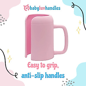 Baby Luvhandles Baby Bottle Holder - Baby Shower Gifts and Accessories for Baby Self Feeding - Improves Motor Skills (Pink)