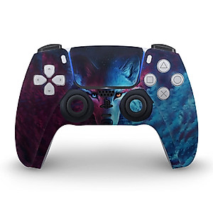 Head Case Designs Officially Licensed Jonas "JoJoesArt" Jödicke Wolf Galaxy Art Mix Vinyl Faceplate Gaming Skin Decal Compatible With Sony PlayStation 5 PS5 Digital Console and DualSense Controller