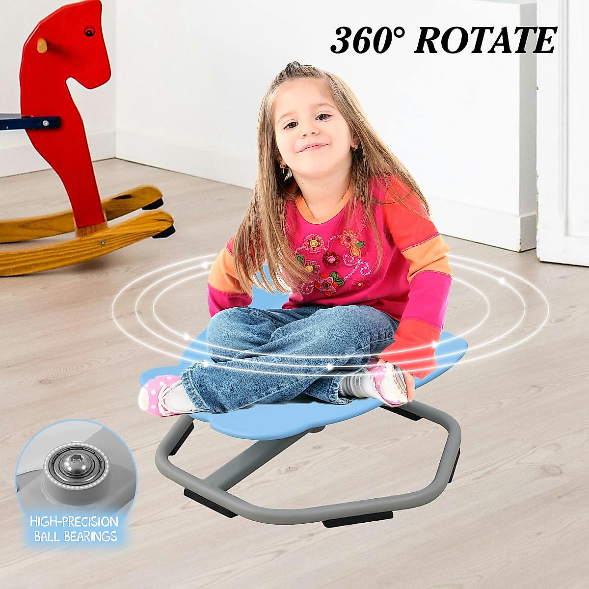 BaiYouMei Kids Sensory Chair for Autism Sensory Products - Kids Swivel Chair Spinning Chair for Autistic Kids Sit and Spin Toy, Training Body Coordination Elephant (Blue)