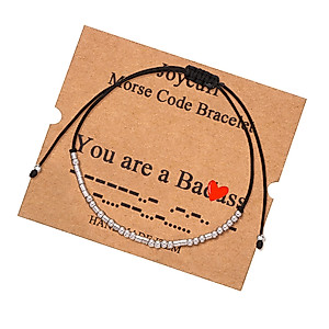 JoycuFF You Are a Badass Inspirational Bracelets for Women Motivational Morse Code Silver Bracelet Jewelry Funny Unique Female Best Friends Birthday Christmas Mothers Day Gifts